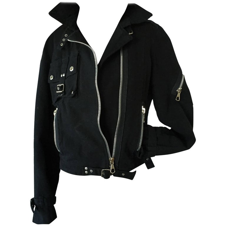 French made Cotton Canvas Moto Bomber Motorcycle Jacket at 1stDibs ...