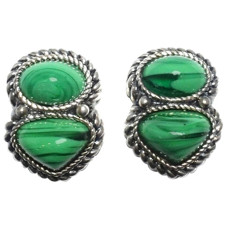 Vintage 1980s David Grau Faux Malachite Earrings For Sale at 1stDibs ...