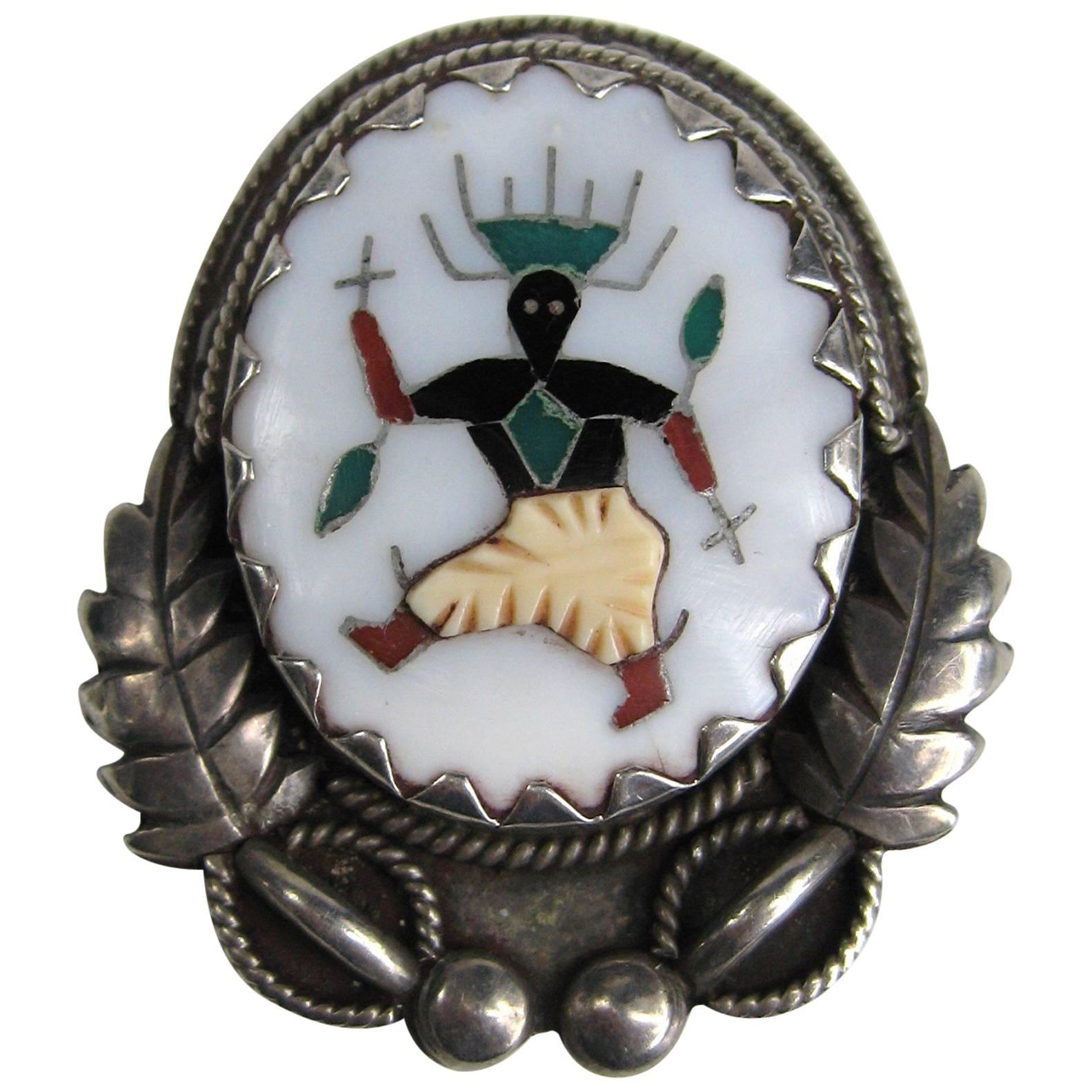 Large Native American HOPI Sterling silver Pin - Pendant Necklace at ...