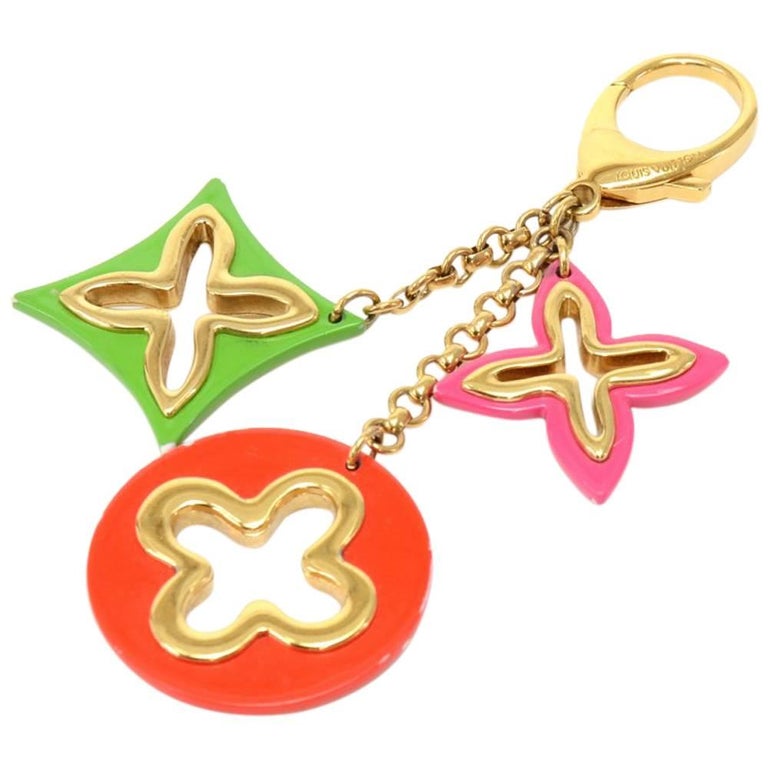 Louis Vuitton Monogram Flower gold-tone Key Chain/ Bag Charm at 1stDibs