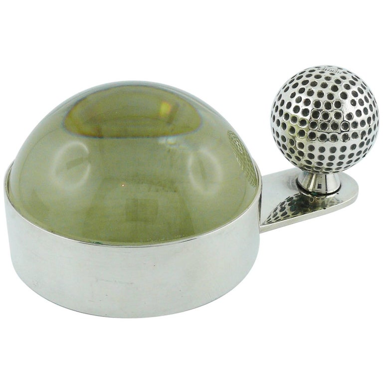 Hermes Vintage Silver Plated Golf Ball Desk Paperweight Magnifier at ...