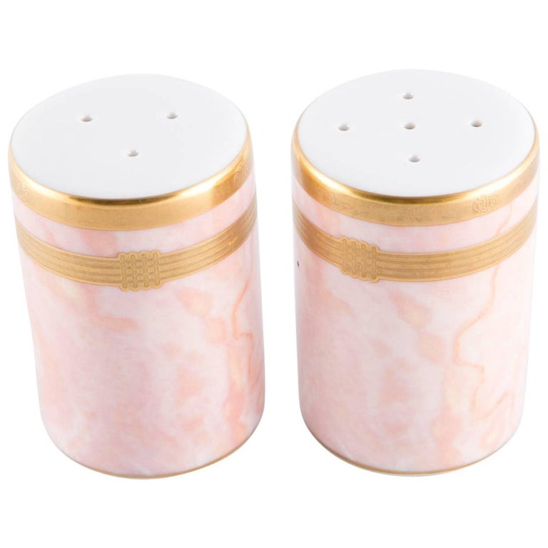 Christian Dior Salt and Pepper Porcelain Marble Pink Shakers Set at ...