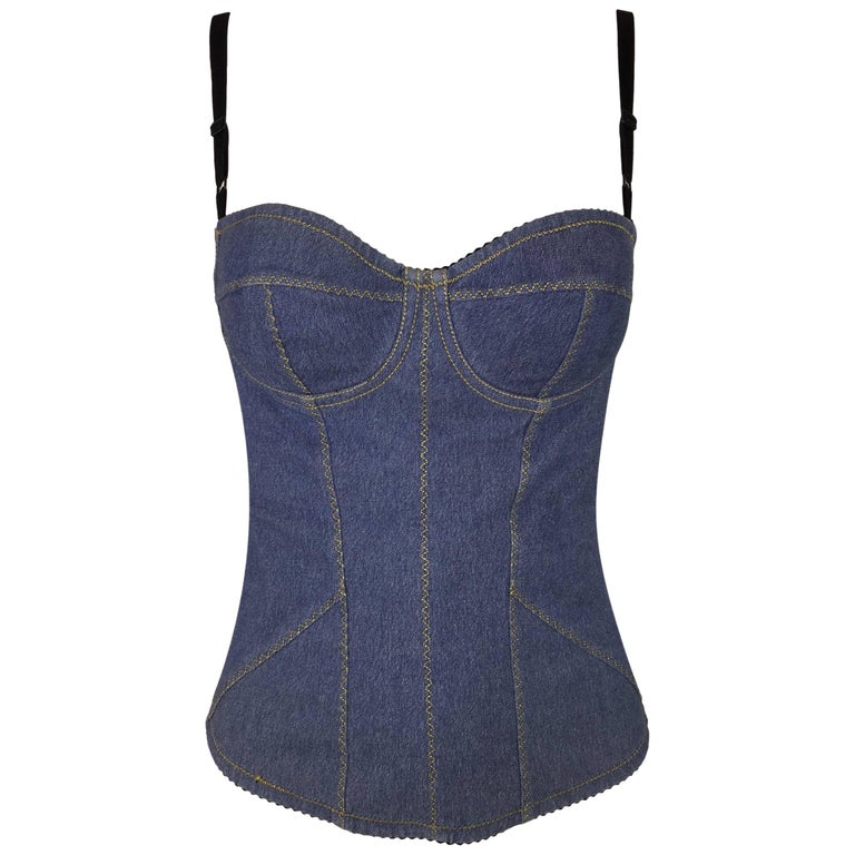 1996 Dolce and Gabbana Pin-Up Denim Bustier Corset Top 40 at 1stDibs ...