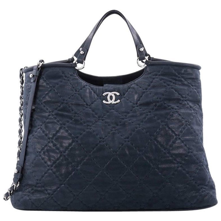 Chanel CC Sea Hit Tote Quilted Iridescent Calfskin Large at 1stDibs