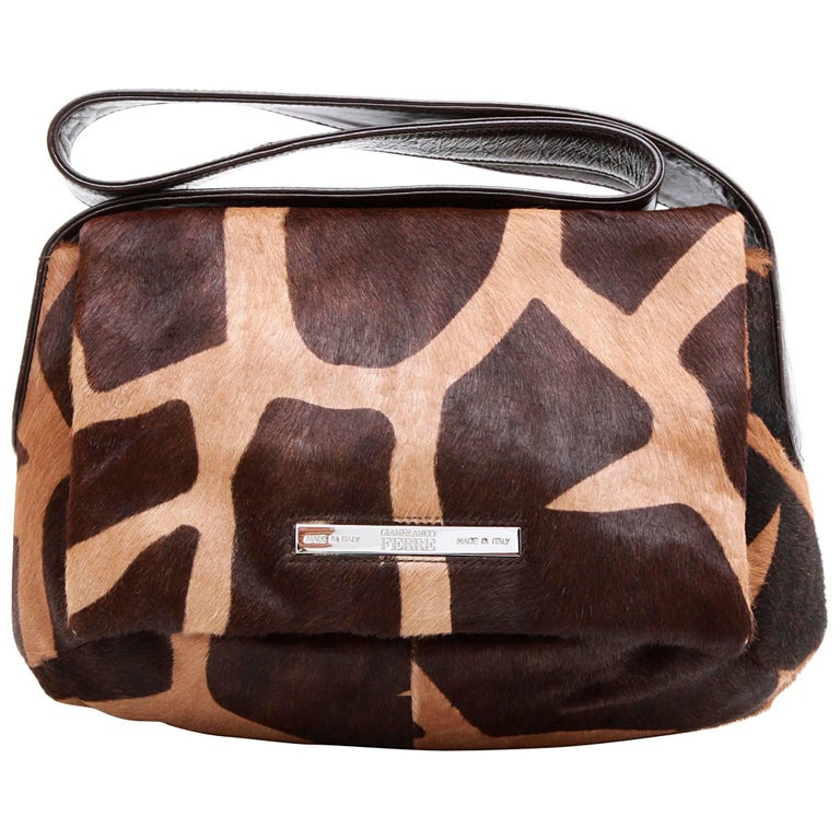 GIANFRANCO FERRE Vintage Bag in Light and Dark Brown Foal-like Calf For ...