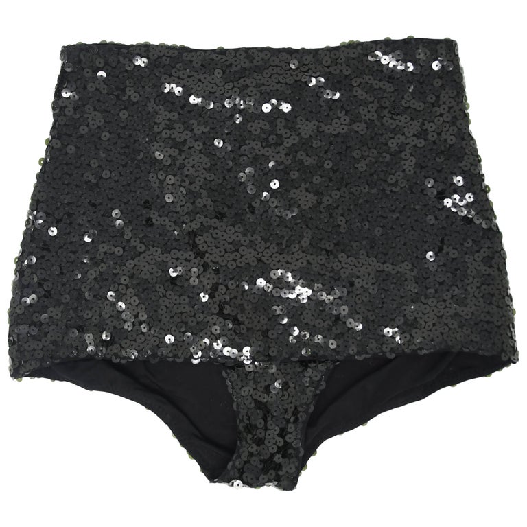 Chanel Black Sequin Short Shorts, Spring 2007 Runway For Sale at 1stDibs