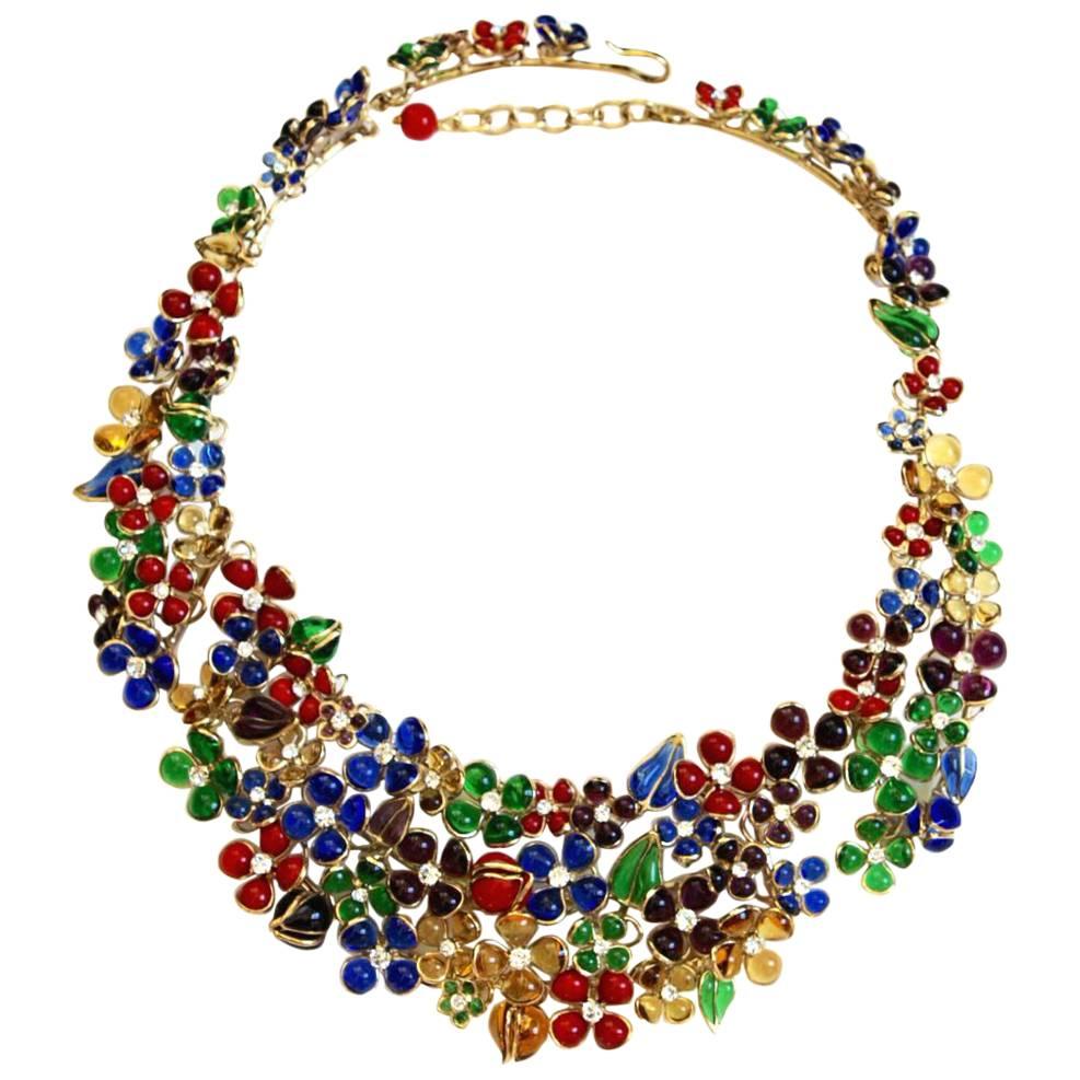 Gripoix Plastron Floral Necklace at 1stDibs