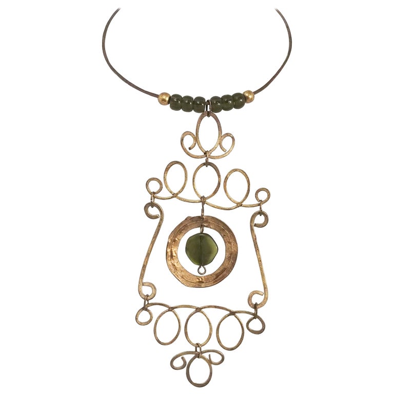 Handmade Hammered Wire Art Necklace, 1960s at 1stDibs