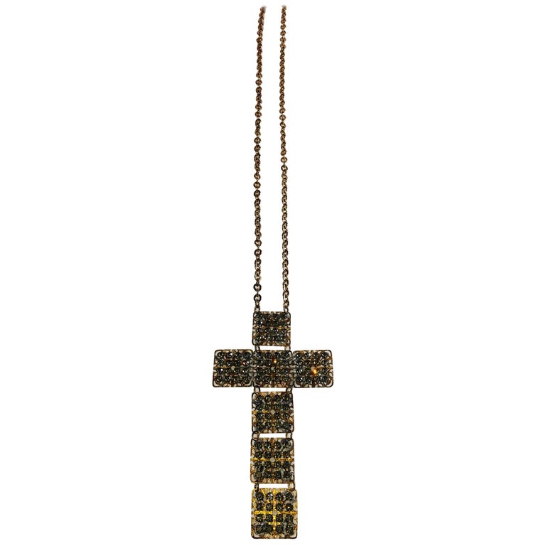 Smoky Lead Crystal Cross For Sale at 1stDibs
