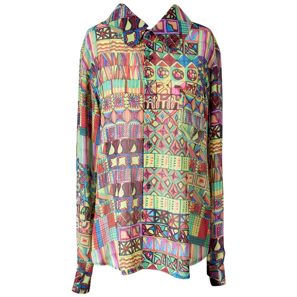 Comme Des Garcons Colorful Graphic Print Button Down at 1stDibs