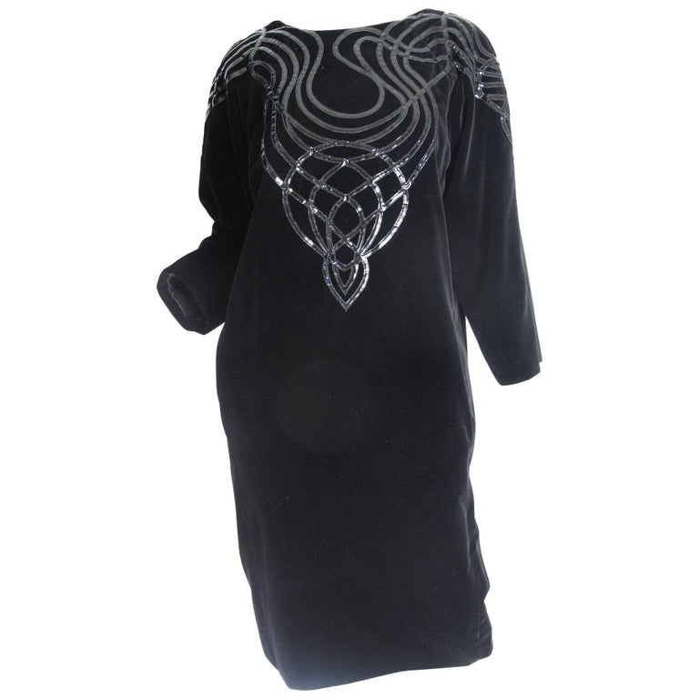 Christian Dior Velvet and Patent Leather Cocoon Dress, 1980s For Sale ...