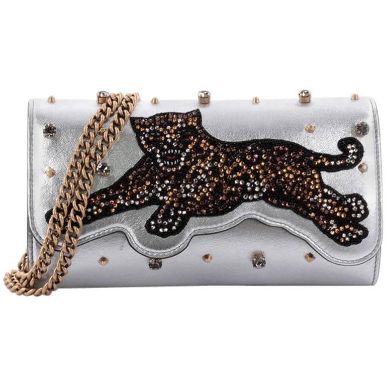 Gucci Broadway Tiger Chain Clutch Embellished Leather Mini at 1stDibs ...