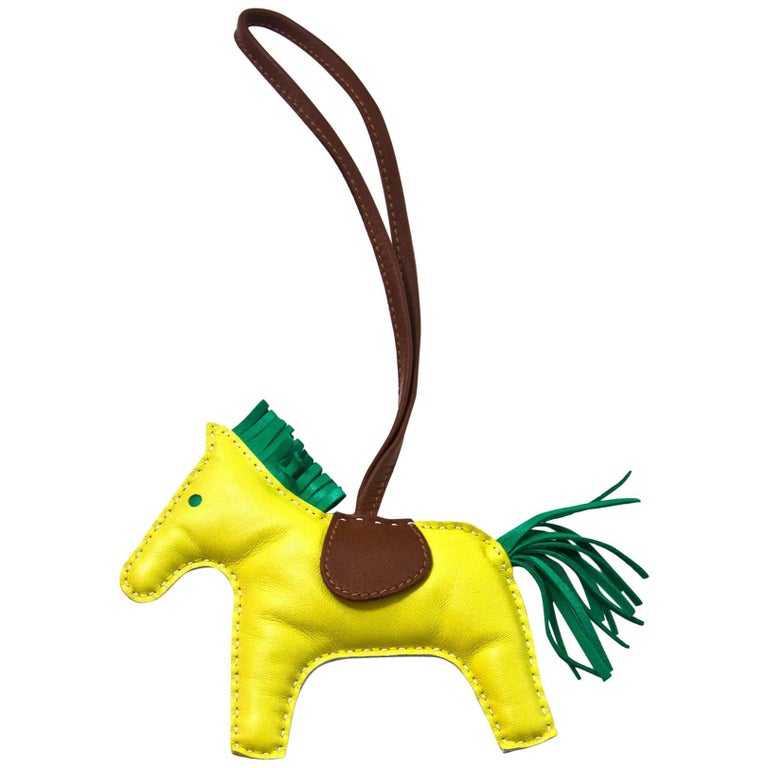 Hermes Lime Yellow, Menthe Green and Fauve Brown Rodeo Horse Charm at ...