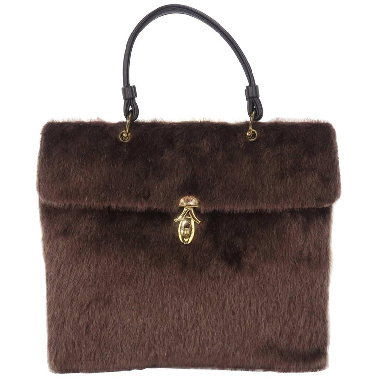 Large C.1950 Brown Faux Fur Handbag at 1stDibs | faux fur handbags