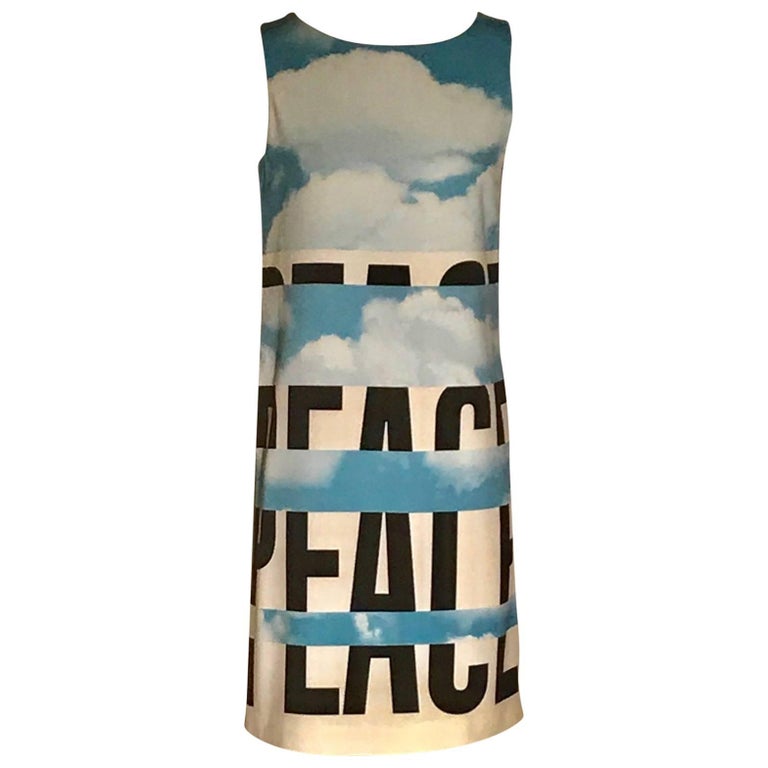 Moschino Cheap and Chic Remake Peace and Clouds Shift Dress Blue White ...
