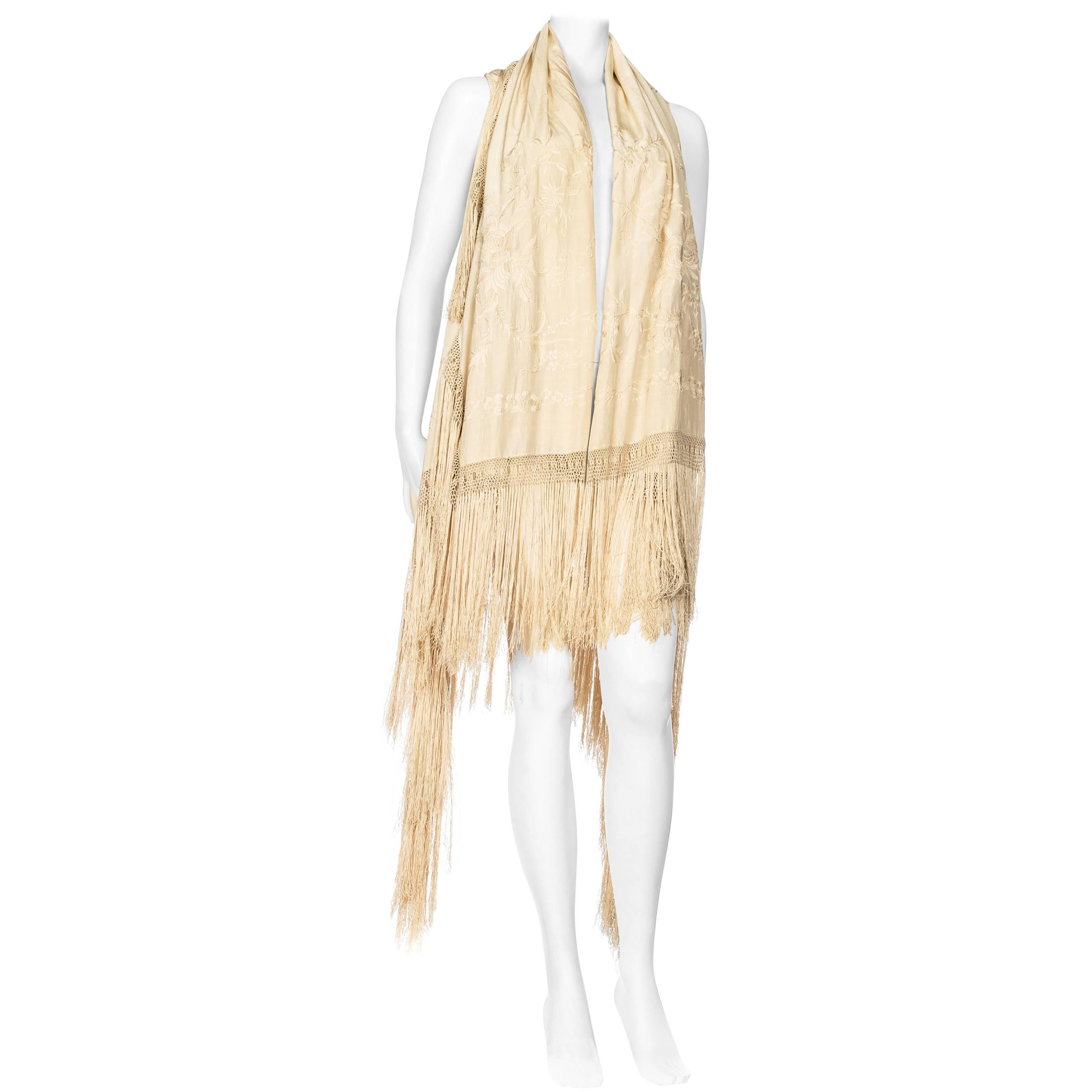 Embroidered Fringe Piano Shawl Vest Dress with Hood at 1stDibs