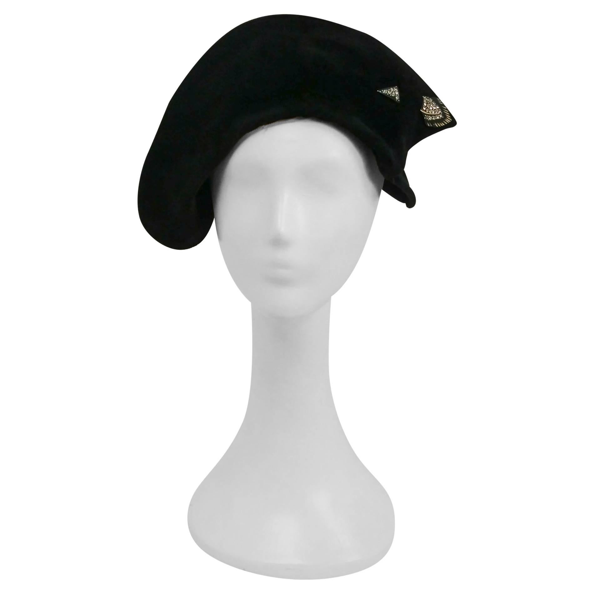 1930s Black Art Deco Asymmetrical Hat at 1stDibs | art déco the straw hat