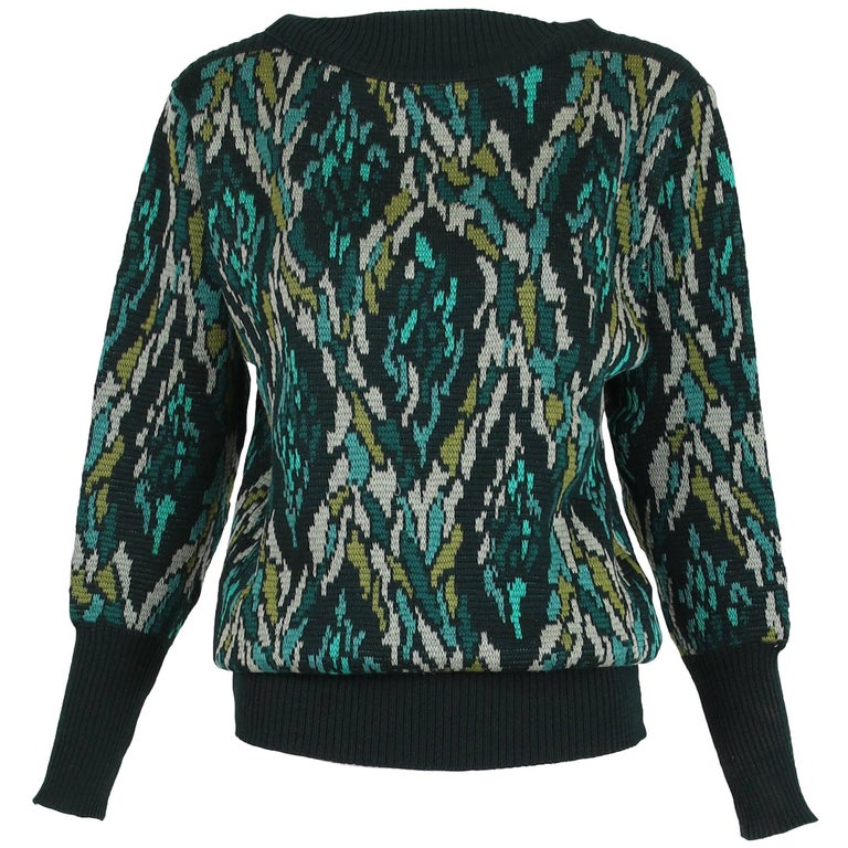 Yves Saint Laurent Vintage Multi-Colored Abstract Pattern Sweater at ...
