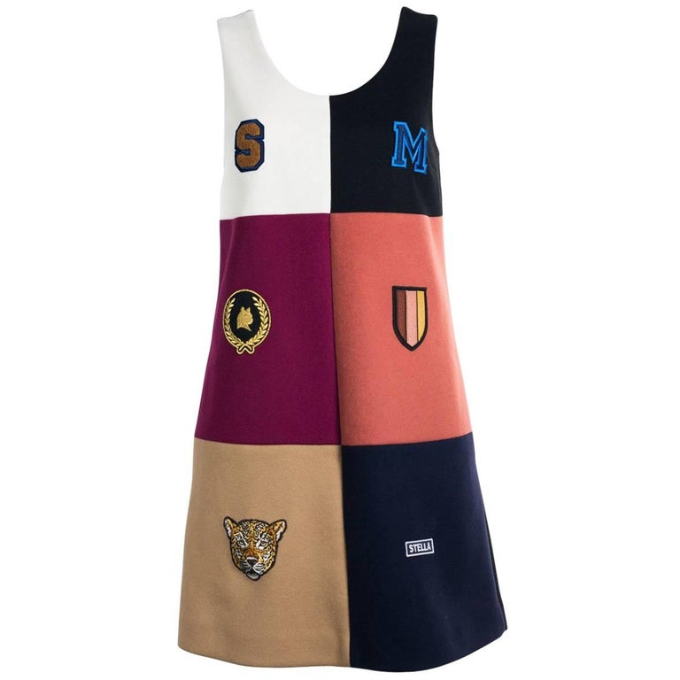 Stella McCartney Womens Multi Wool Sleeveless Heraldic Dress at 1stDibs