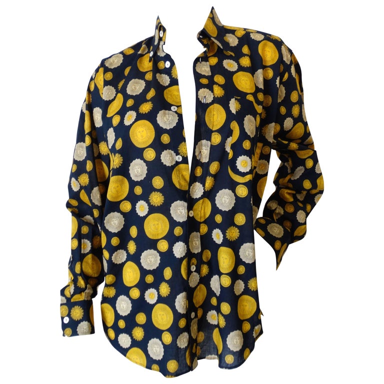 Gucci Sun Printed Cotton Button Up, 1980s at 1stDibs