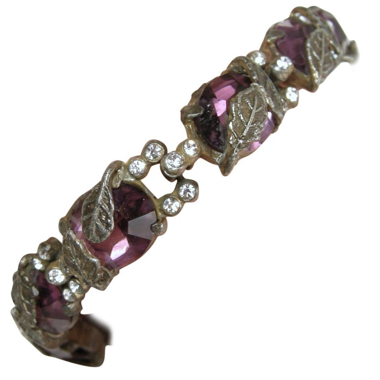 Vintage Czech Faux Amethyst 1930s Bracelet For Sale at 1stDibs