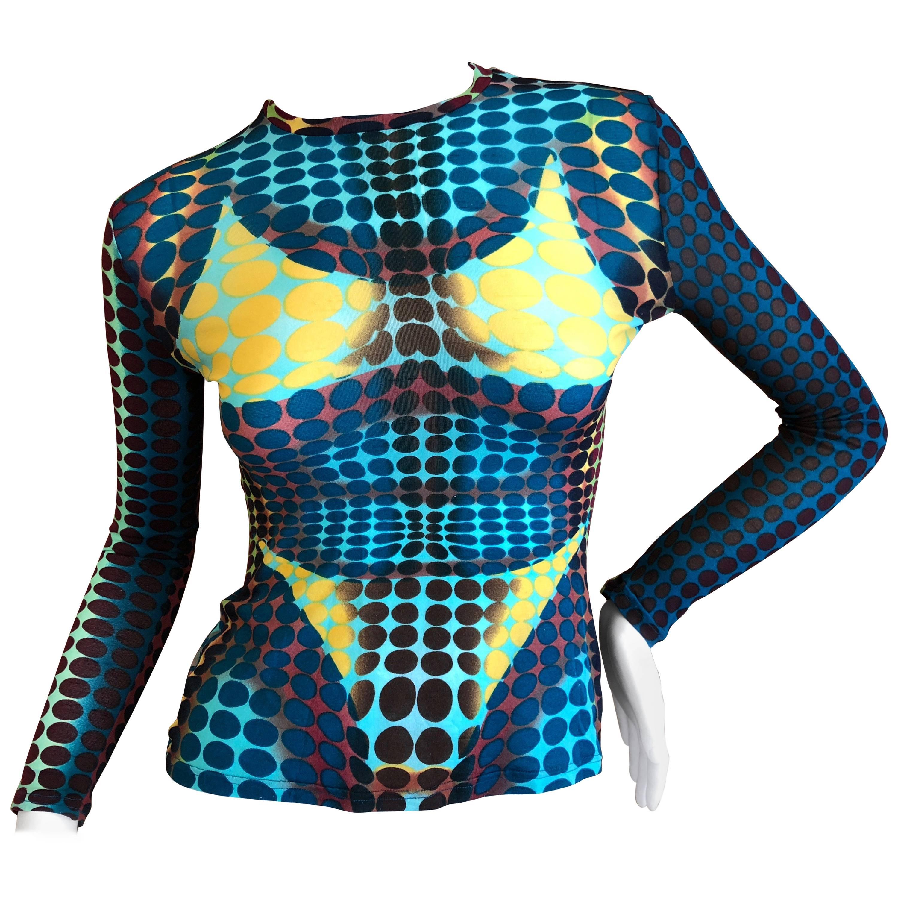 Jean Paul Gaultier Femme Autumn 1995 Op Art Long Sleeve Torso Top For ...
