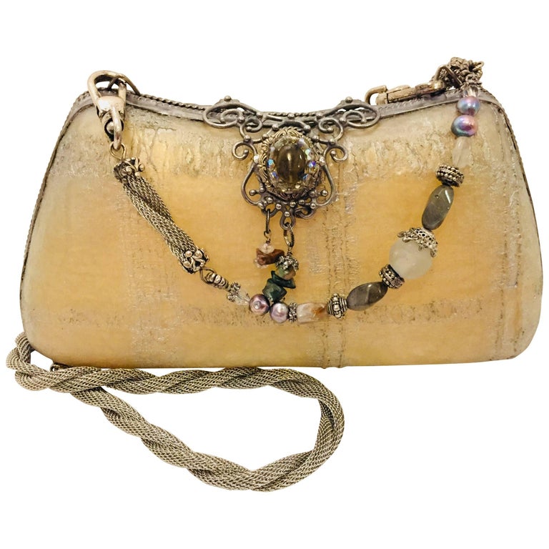 Maya Beige Resin Silver Tone Shoulder Strap and Hardware at 1stDibs ...