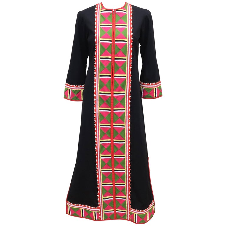 Exotic Vintage Colorful Geometric Patchwork Caftan Lounging Robe at ...