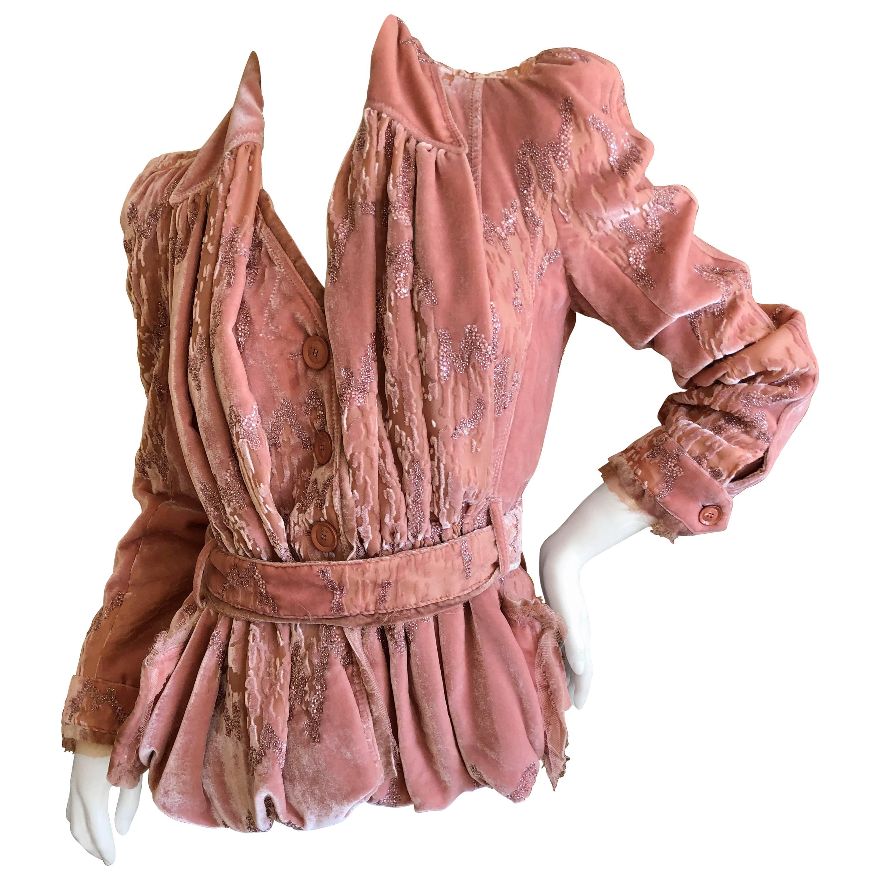 Christian Dior by John Galliano Vintage Rose Devore Velvet Embellished ...