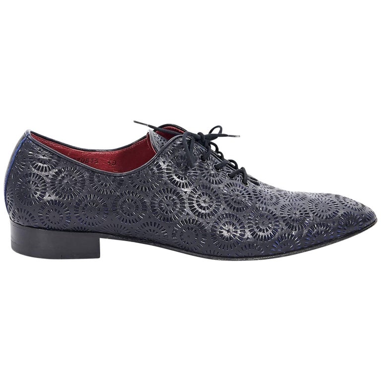 Black Cesare Paciotti Laser Cut Leather Shoes For Sale at 1stDibs