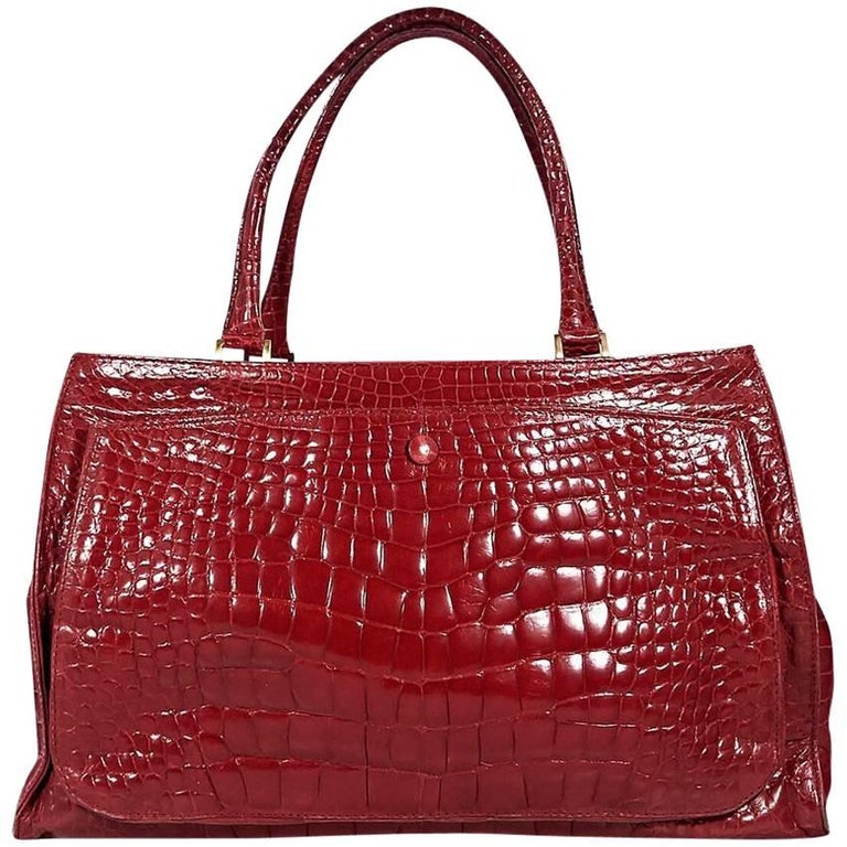 Red Suarez Alligator Tote Bag at 1stDibs