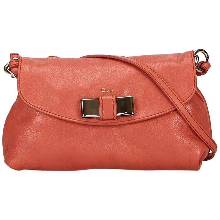 Coral Chloe Leather Lily Crossbody Bag For Sale at 1stDibs