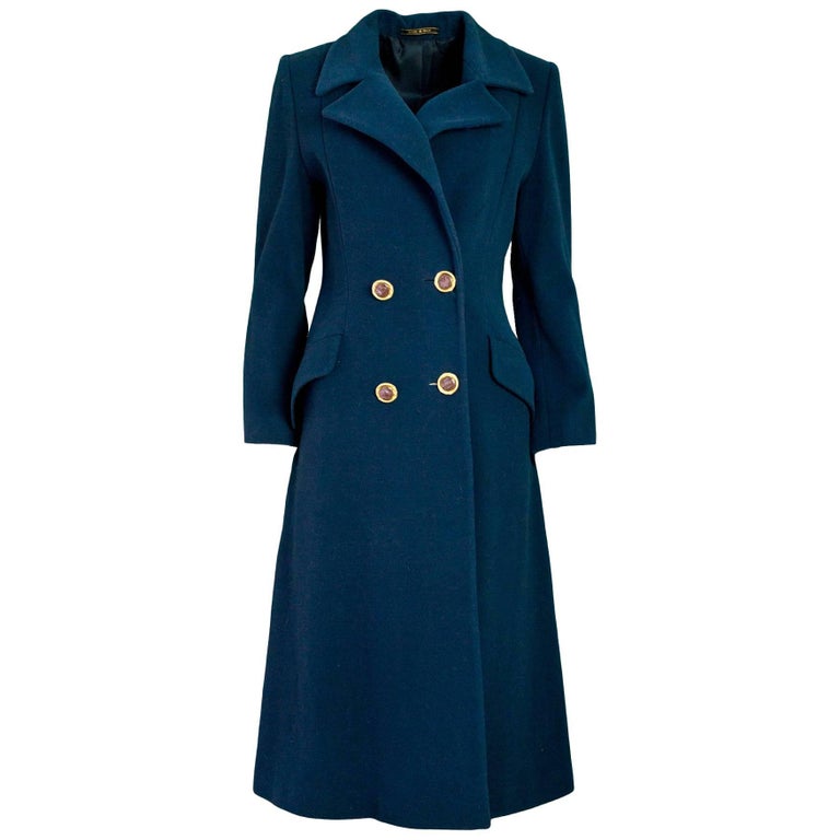 Linea 2 Teal Wool Coat Sz IT38 For Sale at 1stDibs