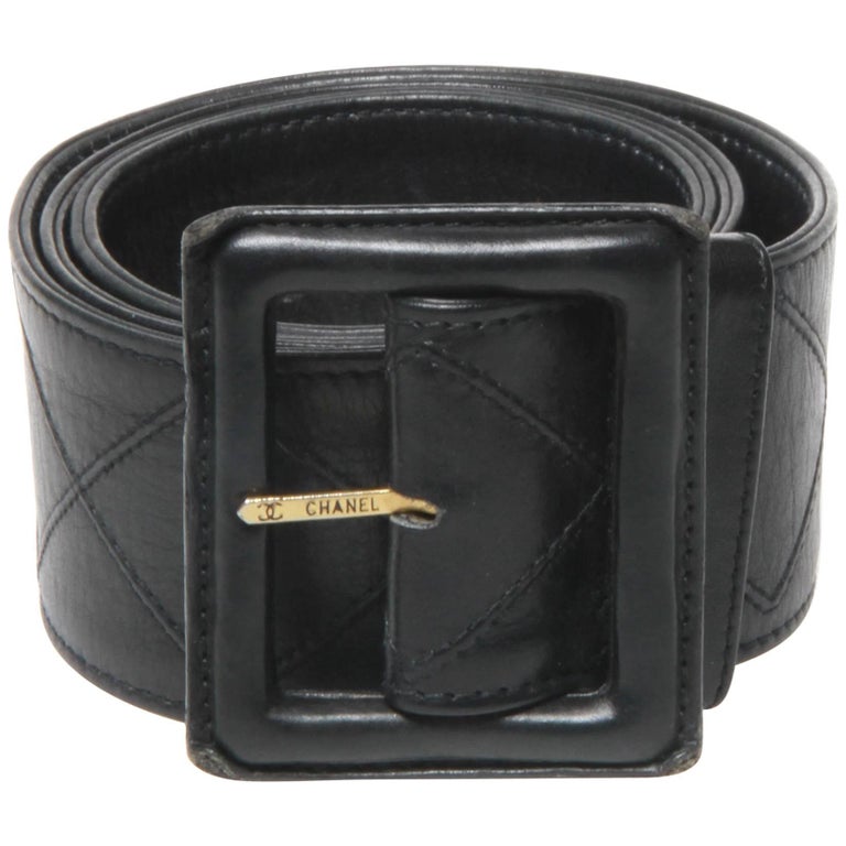 Chanel Black Patent Leather Extra Wide Belt sz 85 at 1stdibs