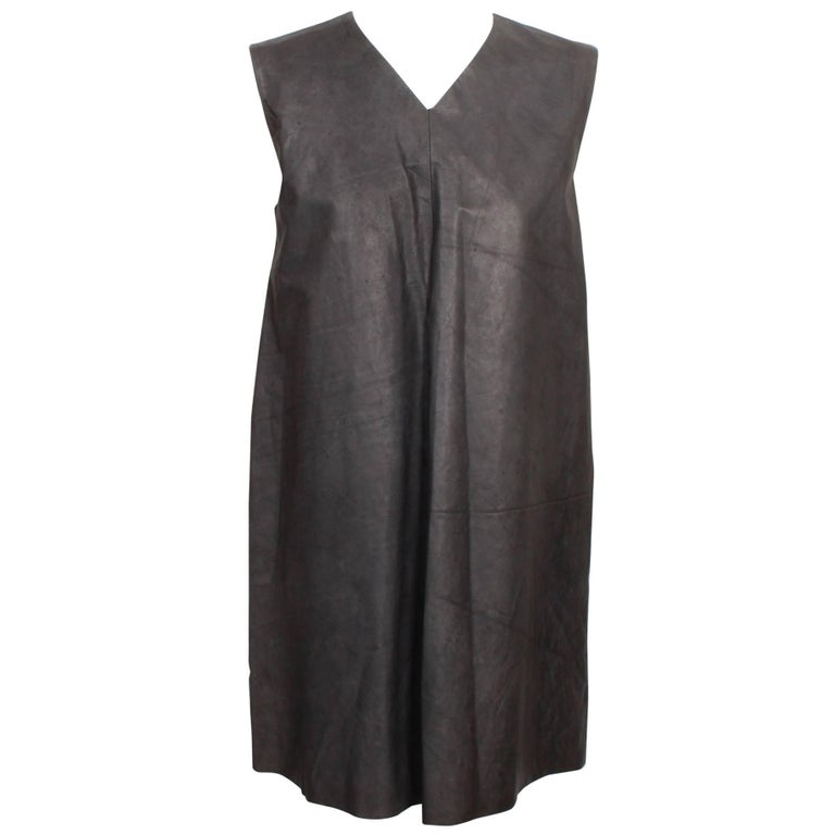 Carol Christian Poell Grey Leather Smock Dress at 1stDibs | carol ...