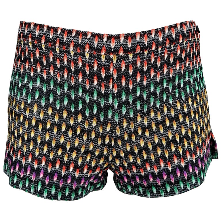 Missoni Black Rainbow Print Silk Knit Short Shorts at 1stDibs