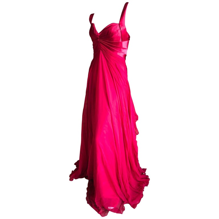 Rubin Singer Rich Red Silk Evening Gown For Sale at 1stDibs