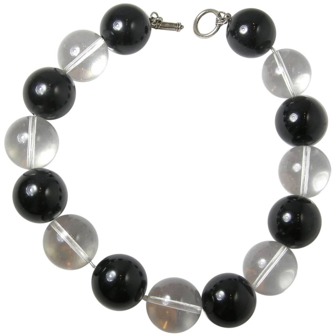 Vintage Black Clear Lucite Ball Necklace For Sale at 1stDibs | clear ...