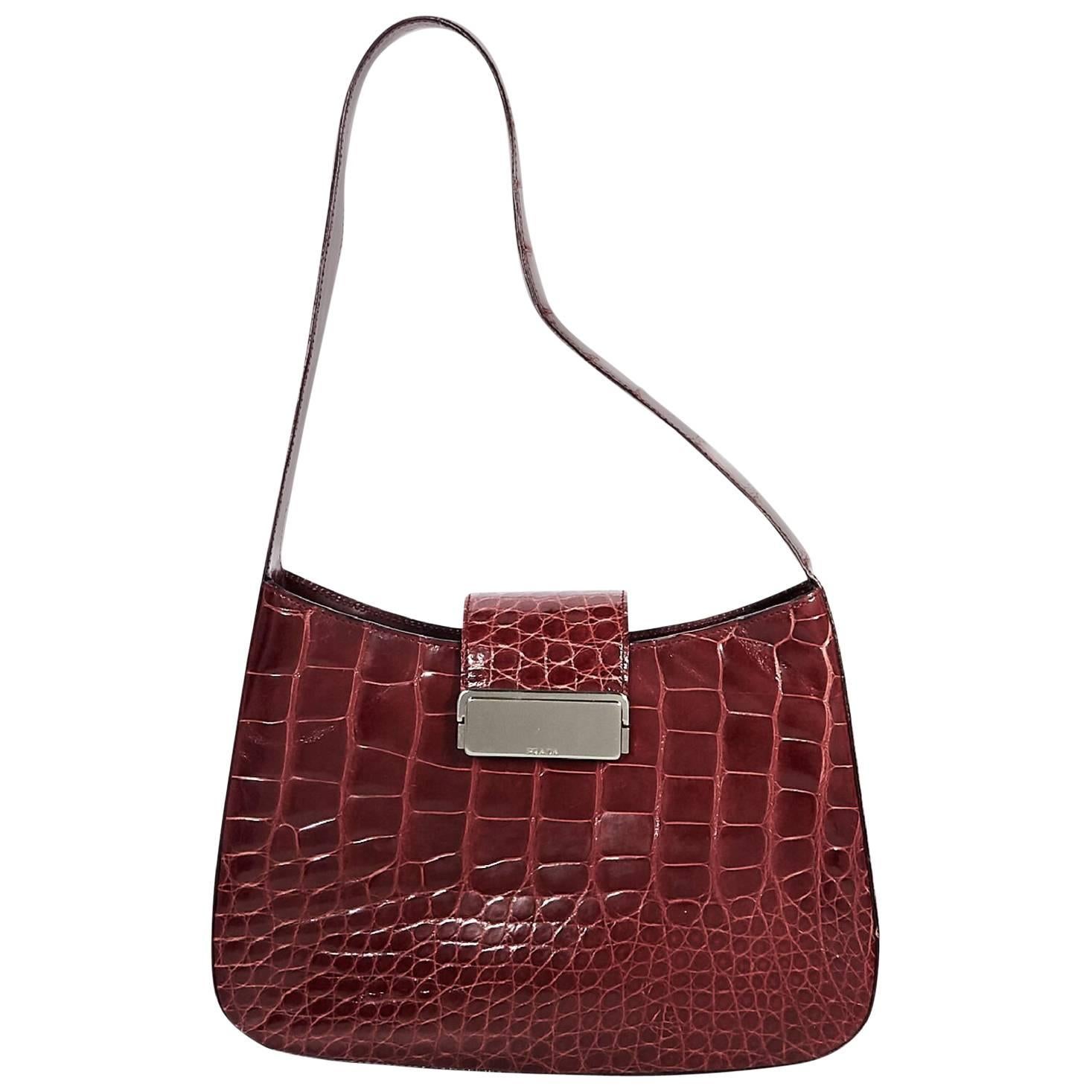 Red Prada Alligator Shoulder Bag For Sale at 1stDibs | prada alligator bag