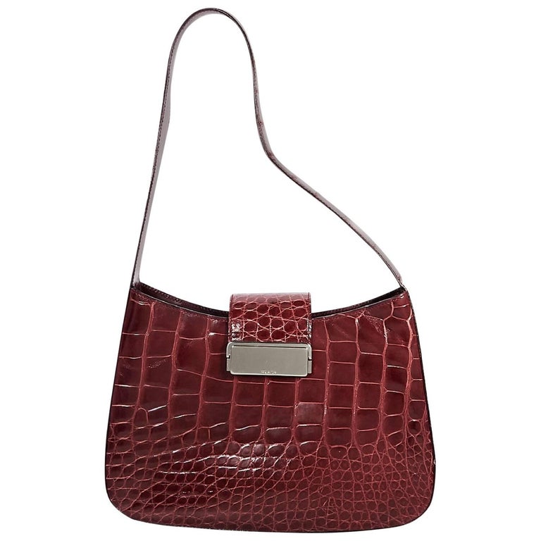 Red Prada Alligator Shoulder Bag For Sale at 1stDibs | prada alligator bag