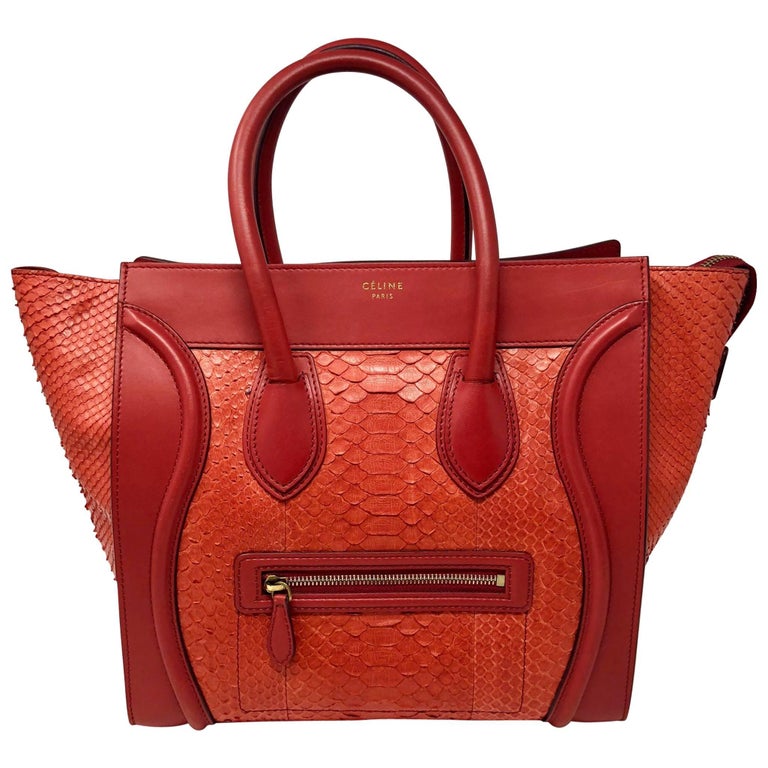 Celine Red python mini luggage bag at 1stDibs