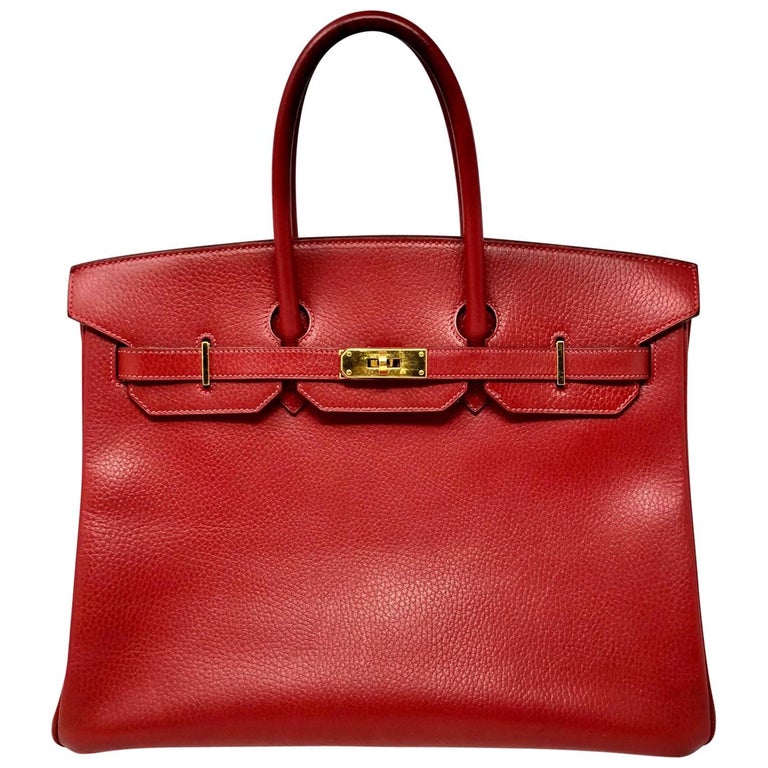 Hermes Bright Red Porosus Crocodile Birkin Bag 30 with Gold Hardware at ...