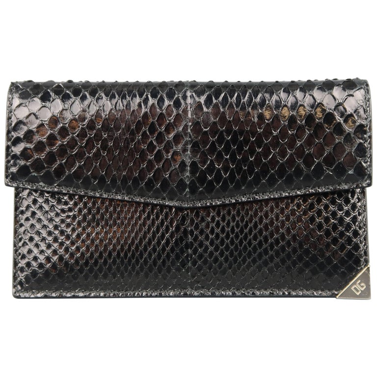 DOLCE and GABBANA Black Snake Skin Leather Card Holder Wallet at 1stDibs
