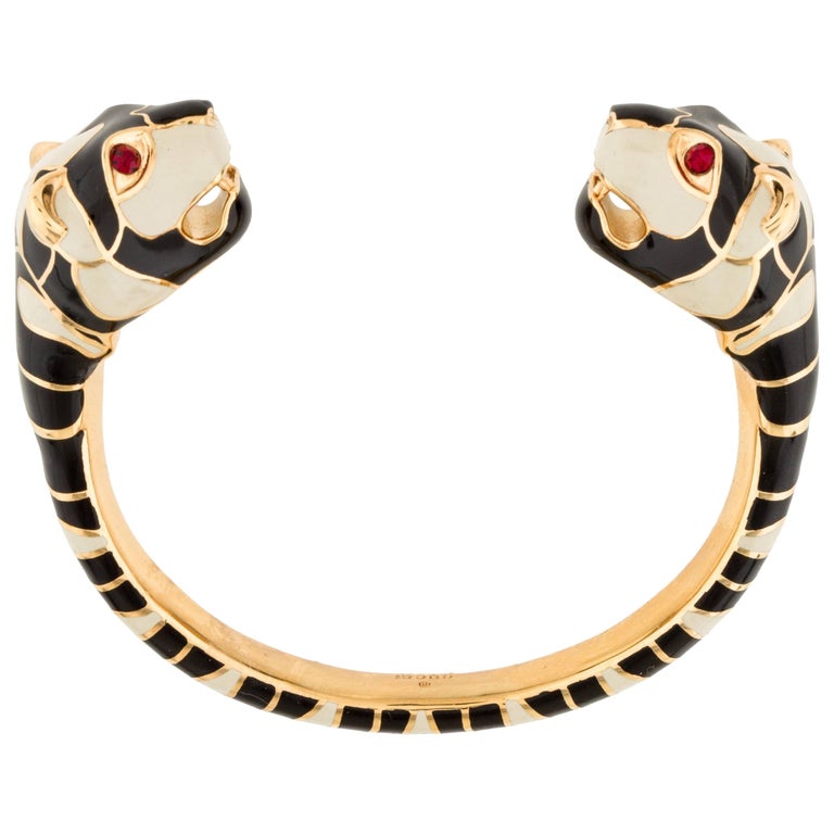 Gucci Tiger Enamel Cuff Bracelet at 1stDibs | gucci tiger bracelet ...
