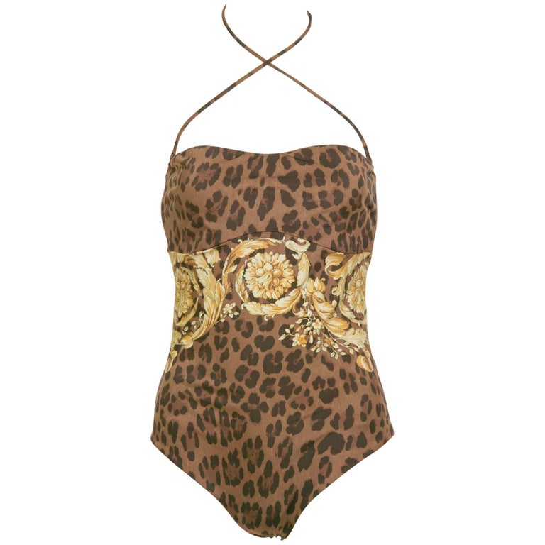 Versace Animalier Barocco Print Swimsuit and Cover Up Top at 1stDibs ...