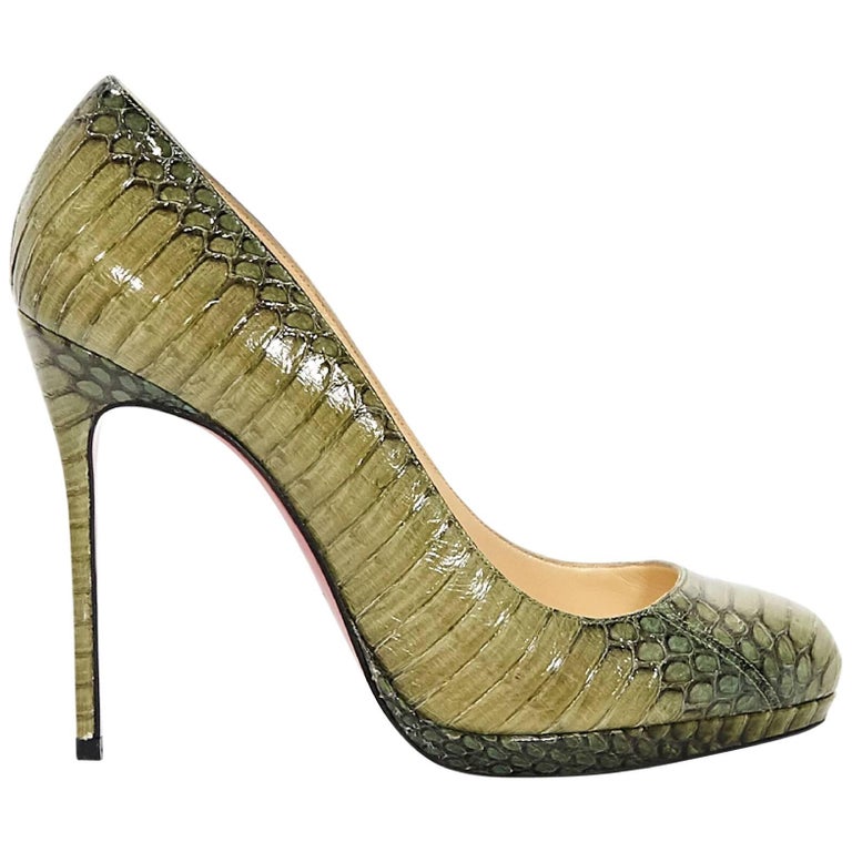 Christian Louboutin Green Python Platform Pumps For Sale at 1stDibs ...