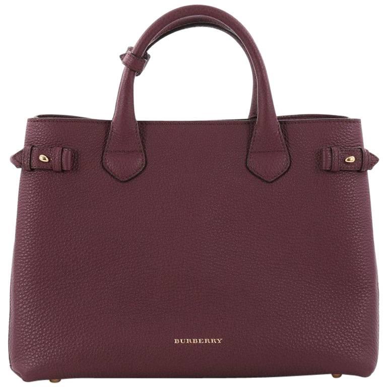 Burberry Banner Convertible Tote Leather and House Check Canvas Medium ...