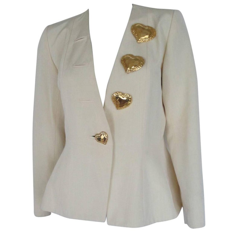 yves saint laurent gold heart buttons jacket at 1stDibs