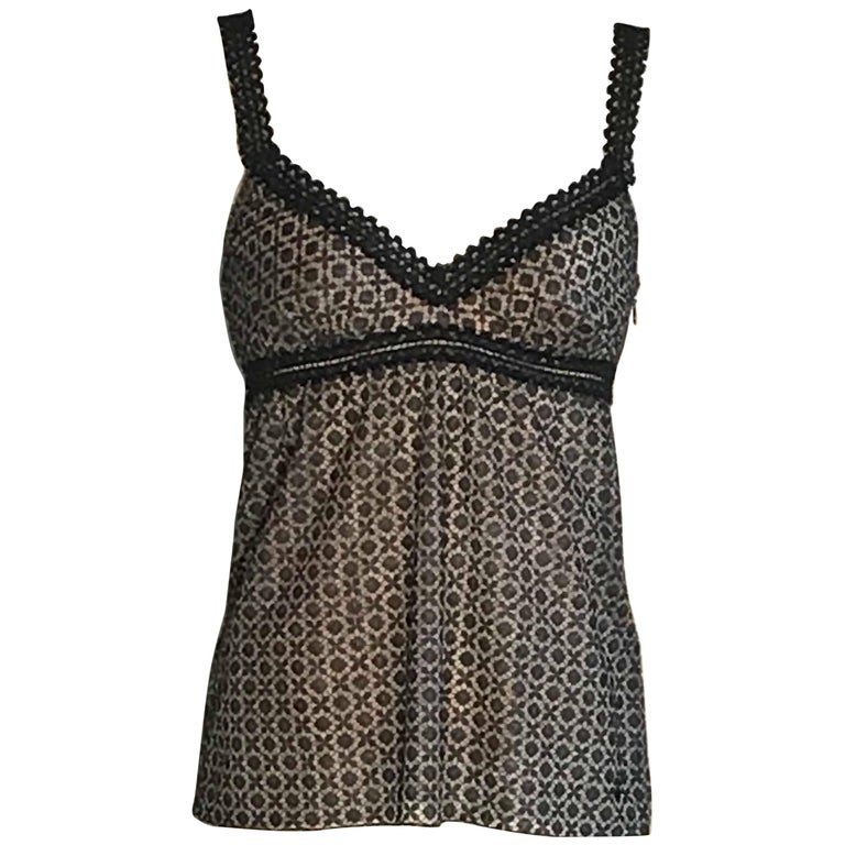 Chanel Nude and Black Lace Tank Top at 1stDibs | chanel tube top, nude ...