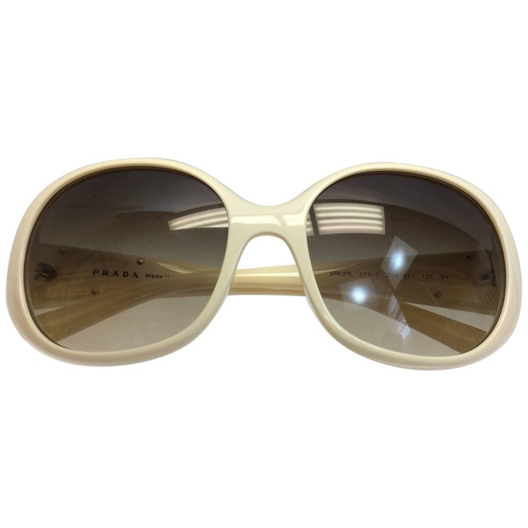 Prada Cream Sunglasses For Sale at 1stDibs